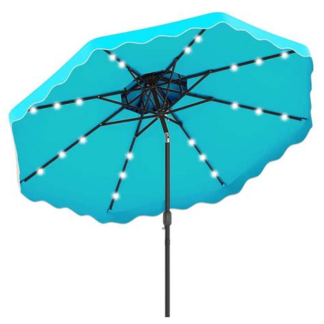 Costway 10 Ft Solar Led Patio Umbrella Push Button Tilt And Crank 24
