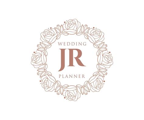 Jr Initials Letter Wedding Monogram Logos Collection Hand Drawn Modern