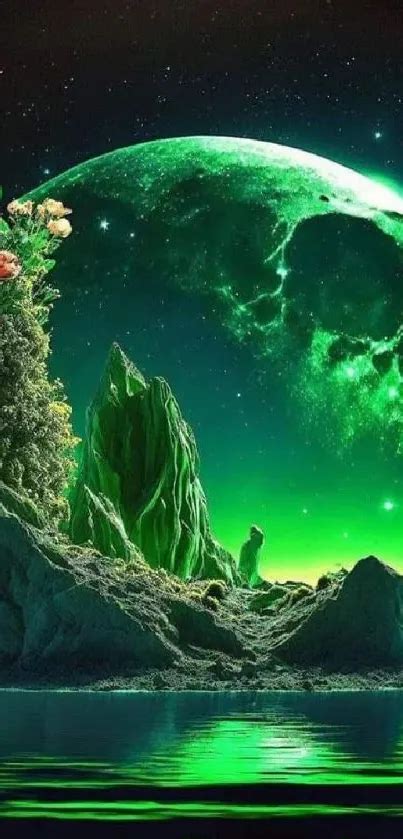 Mystical Green Moon Wallpaper Free Download