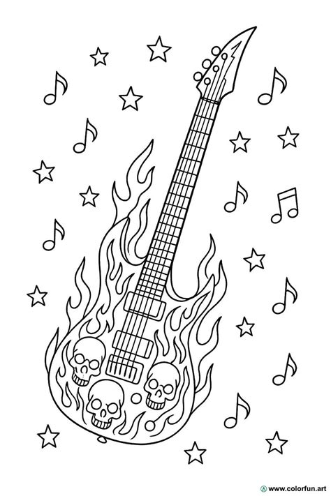 Metal Electric Guitar Coloring Page Download Or Print For Free