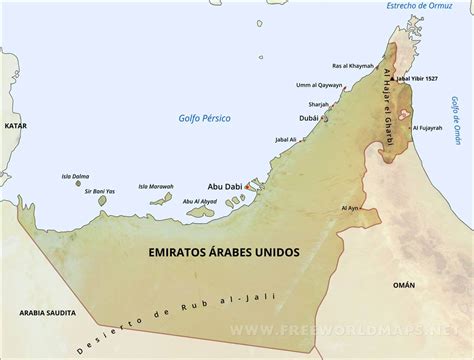 Mapa Mundial De Los Emiratos árabes Unidos Emiratos Árabes Unidos