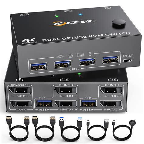 Displayport Kvm Switch 2 Monitors 2 Computers 8k 60hz 4k 120hz Dp Usb 3 0 Kvm Switcher For 2