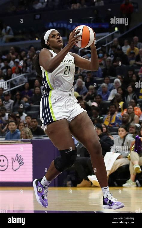 Los Angeles Ca June 25 Dallas Wings Center Kalani Brown 21 Drives