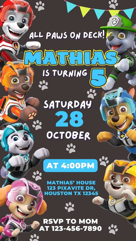 Paw Patrol Party Invitation Template Free Free Printables