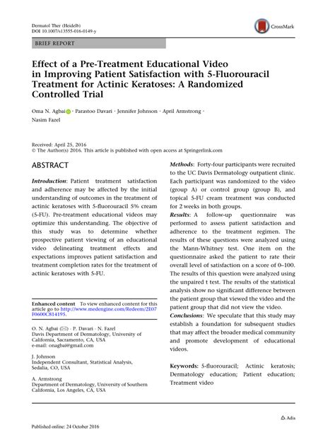Pdf Effect Of A Pre Treatment Educational Video In Improving Patient