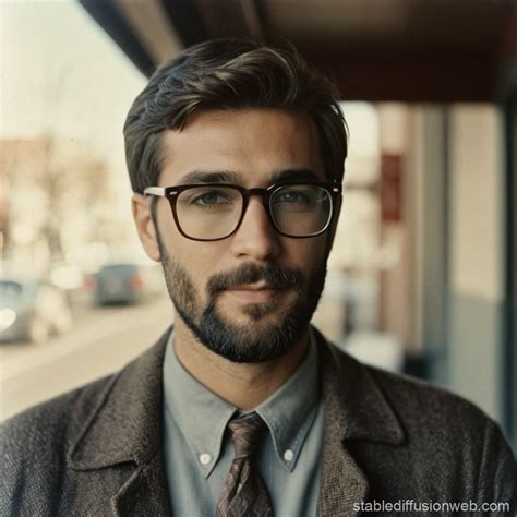 Man With Short Beard And Glasses Stable Diffusion Online