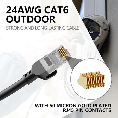 Trahoo Cat 6 Outdoor Ethernet Cable 15 Ft Support Cat 8 Cat 7 Network 10gbps 24awg Pure Copper
