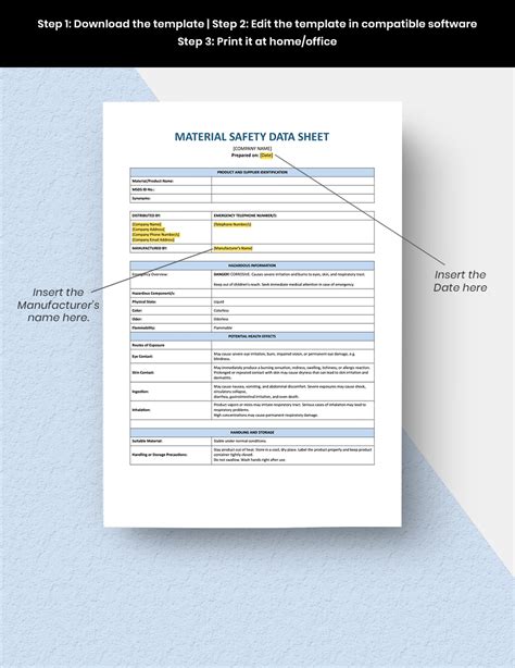 Msds Sheet Format Printable