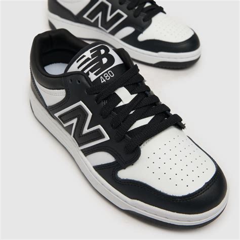 Mens Black And White New Balance 480 Trainers Schuh