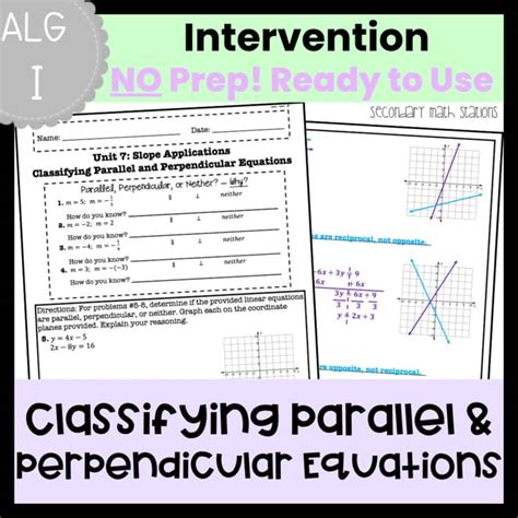 Classifying Parallel Perpendicular Or Neither Equations Intervention