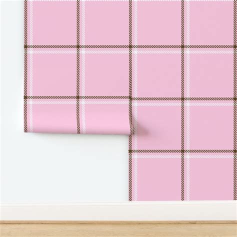 3 Color Windowpane Neapolitan Strawberry Wallpaper Spoonflower