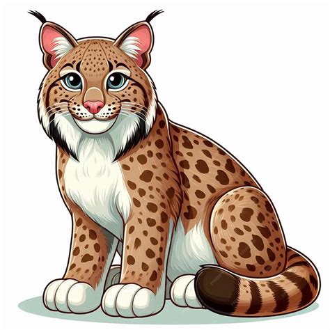 Cute Lynx Vector Cartoon Illustration White Background Premium Ai