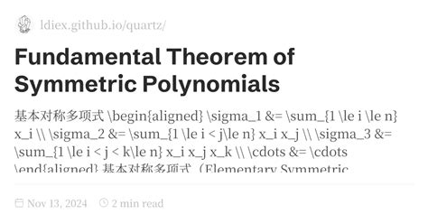 Fundamental Theorem Of Symmetric Polynomials Fundamental Theorem Of Symmetric Polynomials