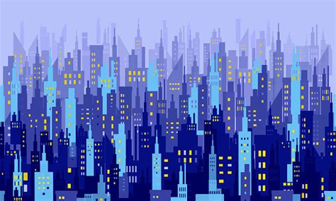 Ilustración De Diferentes Tamaños De Edificios Azules Que Se Unen Para