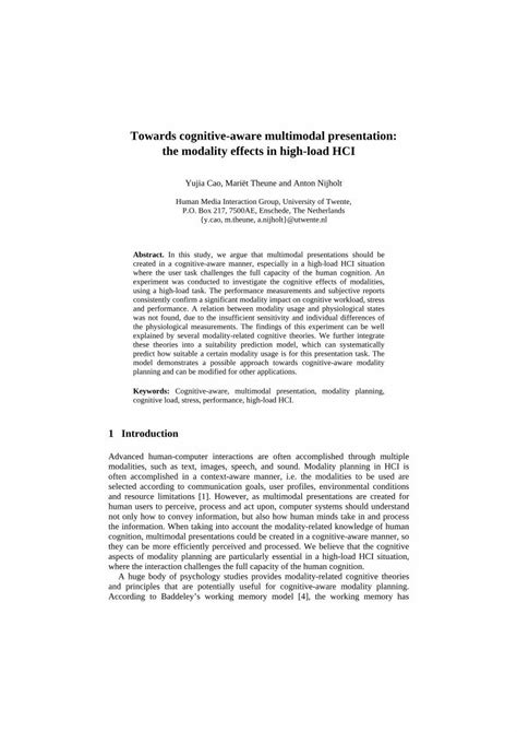 Pdf Towards Cognitive Aware Multimodal Presentation The Modality Dokumen Tips