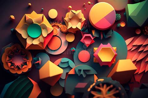 Geometric Overlapping Background Abstract Geometric Shape Generative Ai Stock Illustration