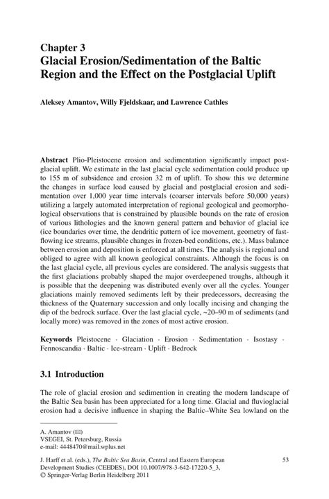 Pdf Glacial Erosionsedimentation Of The Baltic Region And The Effect