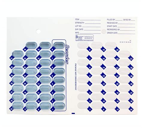 30 Day Pill Blister Pack