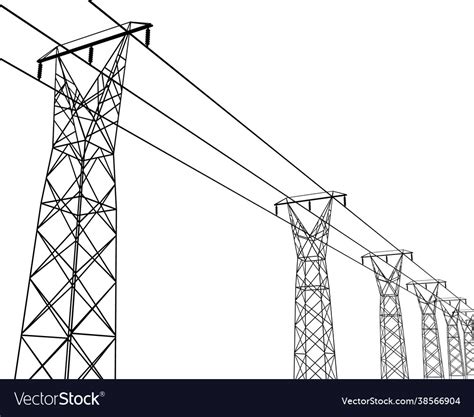 Background With Silhouettes Power Lines Royalty Free Vector