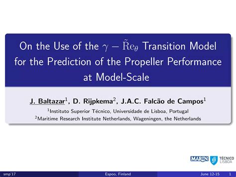 On The Use Of The Gamma Retheta Transition Model For The Prediction Of The Propeller