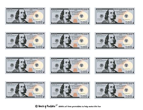 Printable Play Money Template