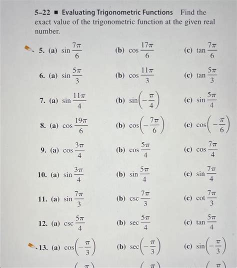 Solved 5 22 Evaluating Trigonometric Functions Find The