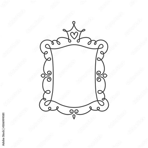 Princess Frame Royal Mirror Frame And Majestic Prince Doodle Border Cute Crown Border Outline