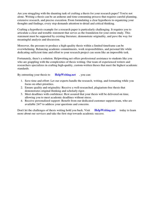 Hypothesis Example In A Research Paper Download Free Pdf Hypothesis Scientific Method