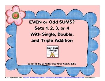 Even And Odd Sums Bundle By Teacher S Open House TpT