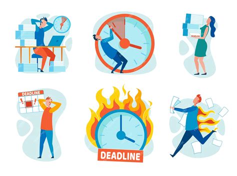 Premium Vector Set Stress From Breaking Deadlines Cartoon Flat