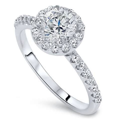 Pompeii 1ct Halo Diamond Engagement Ring 14k White Gold Lab Gromwn