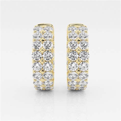 4 12 Ctw Round Lab Grown Diamond Inside Out Double Row Hoop Earrings