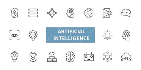Premium Vector | Artificial intelligence icons set vector illustration in thin line style