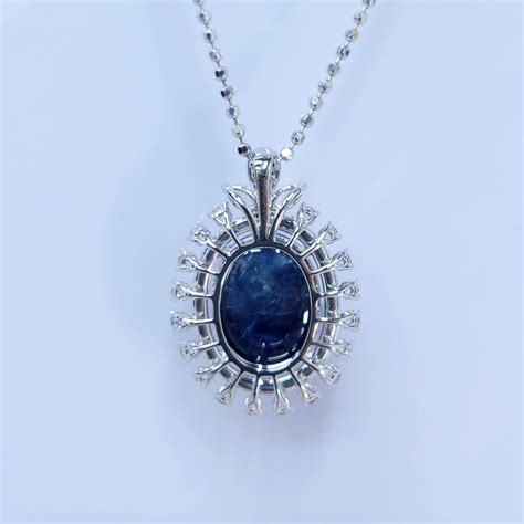 Igi Certified 1331 Carat Blue Sapphire And Diamond Pendant In 18k