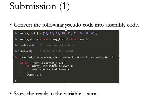 Solved Submission 1 Convert The Following Pseudo Code Into Chegg Com
