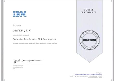 Saranya V On Linkedin Just Completed The Course Python For Data Science Ai And Development By