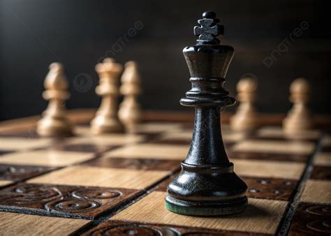 극적인 조명을 사용하여 보드 중앙에 검은색 체스 킹 조각 체스 왕 대기 배경 일러스트 및 사진 무료 다운로드 Pngtree
