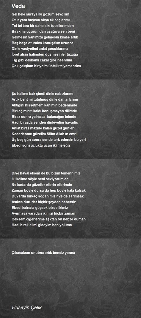 Veda Şiiri Hüseyin Çelik