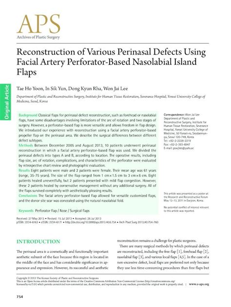 Pdf Reconstruction Of Various Perinasal Defects Using Facial Artery