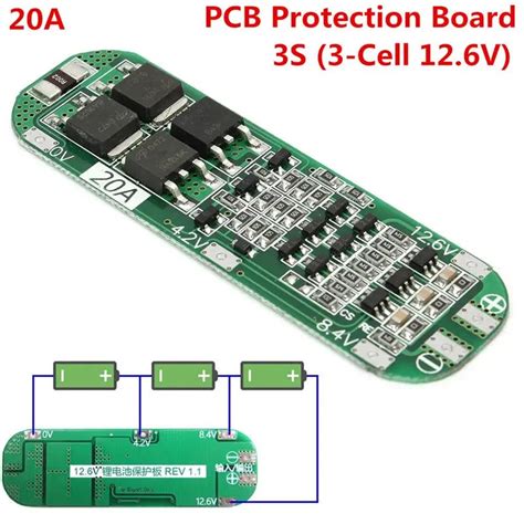 Li Ion 18650 Bms Charger Pcb Prot Board 3s 126v 20a