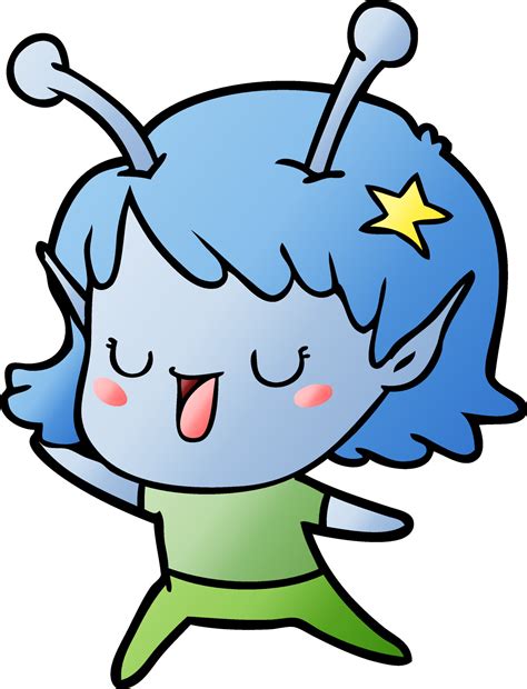 Happy Alien Girl Cartoon 12442785 Vector Art At Vecteezy