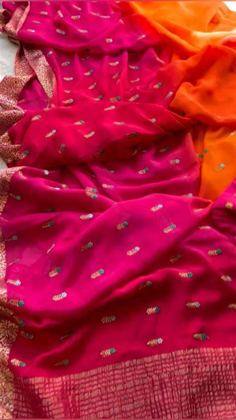 Chinon Crepe Silk Sarees With Beautiful Work Motifs Fancy Sarees