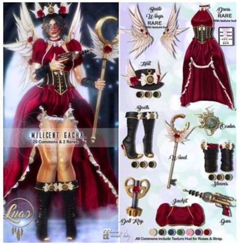 Second Life Marketplace Luas Milicent Fat Pack With Rares Wings Dress All