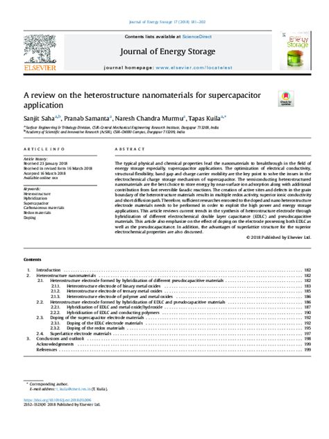 Pdf A Review On The Heterostructure Nanomaterials For Supercapacitor