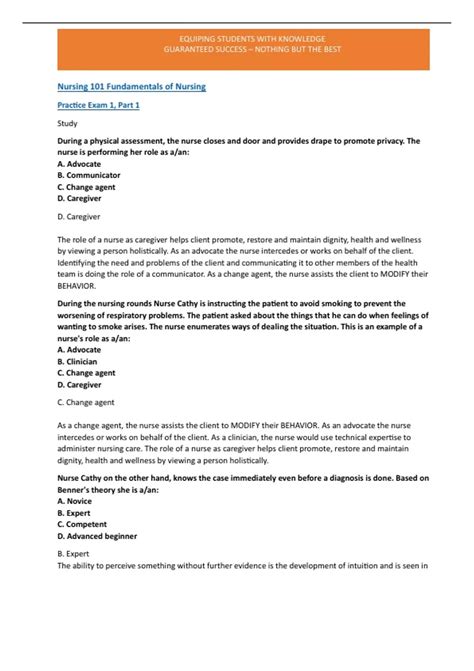 Nursing 101 Fundamentals Of Nursing Complete Guide Newest Version