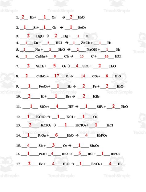 Balancing Equations Answer Key Worksheet Sheetifyedu Printable