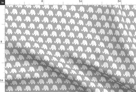 Elephant Fabric Gray Elephant By Sewluvin Elephant Gray White