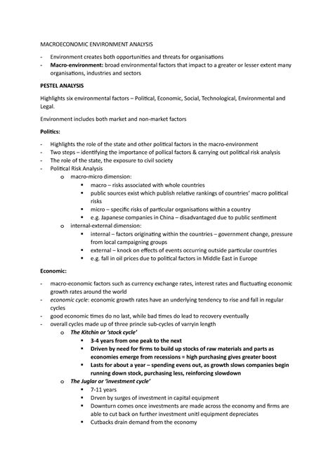Chapter 2 Macro Environment Analysis Macroeconomic Environment
