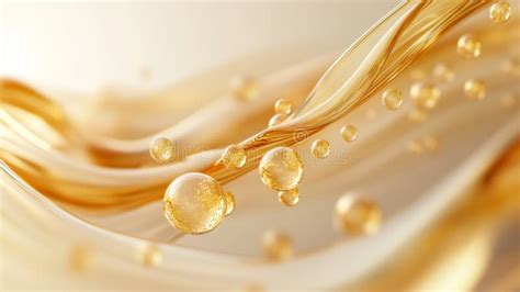 Minimalistic Composition Of Fluid Elements In Soft Golden Tones Stock