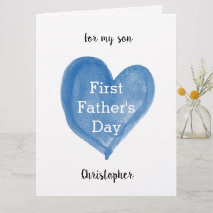 Blue Heart First Fathers Day 8 5x11 Card Zazzle Fathers Day